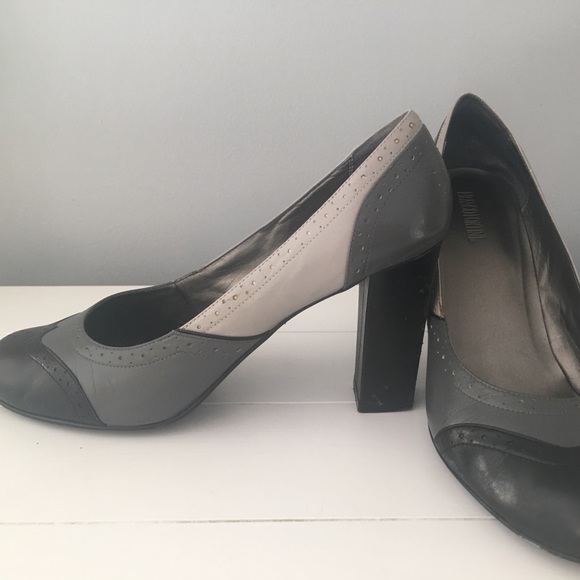 Shoes | Gray And Black Color Block Heels | Poshmark